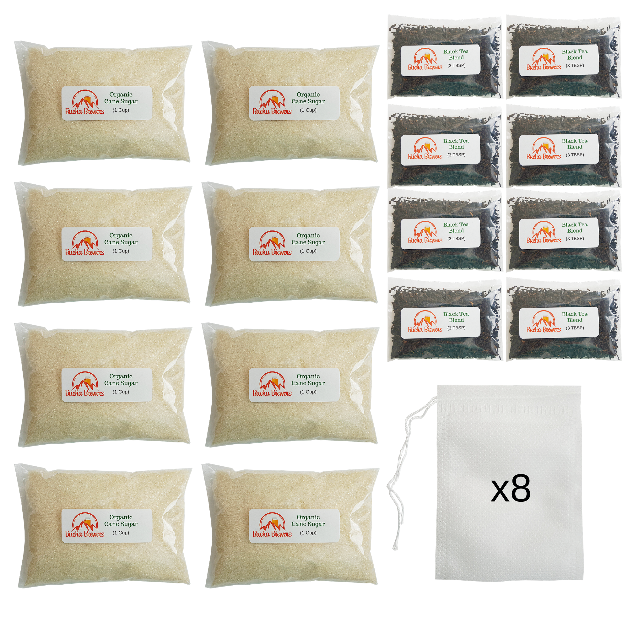 Kombucha Brewing Packages: Organic Cane Sugar & Black Tea - Bucha Brewers